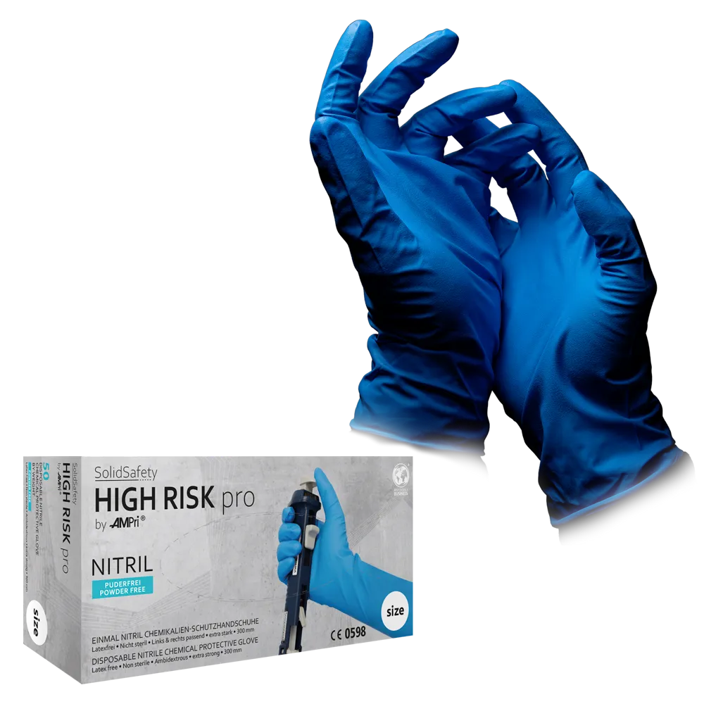 Disposable nitrile gloves, type A, size XL, blue, Solidsafety High Risk ...
