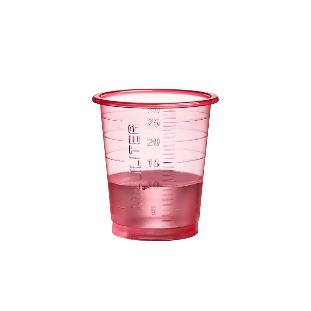 PP Eco disposable medicine cup, 30 ml, graduated, red, Med-Comfort Eco ...