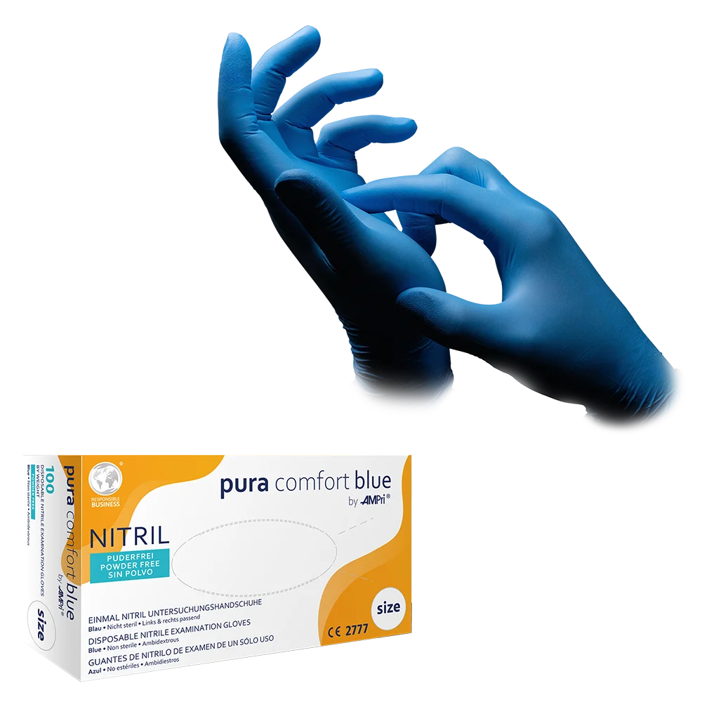 Nitrile gloves, blue, size M, powderfree, Puracomfort blue: buy nitrile ...
