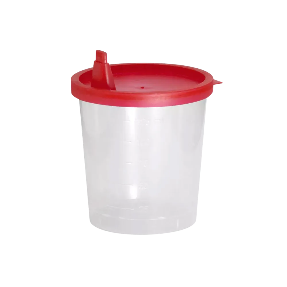 PP Urine collection container with snap lid, 125 ml, colour transparent ...